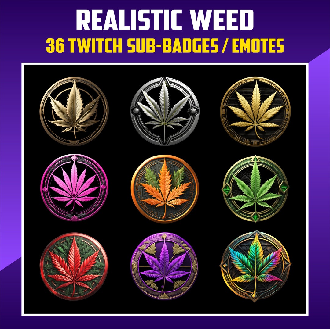 Weed Realistic Twitch Sub Bit Badges for Streamers, Kick, Vtuber ...