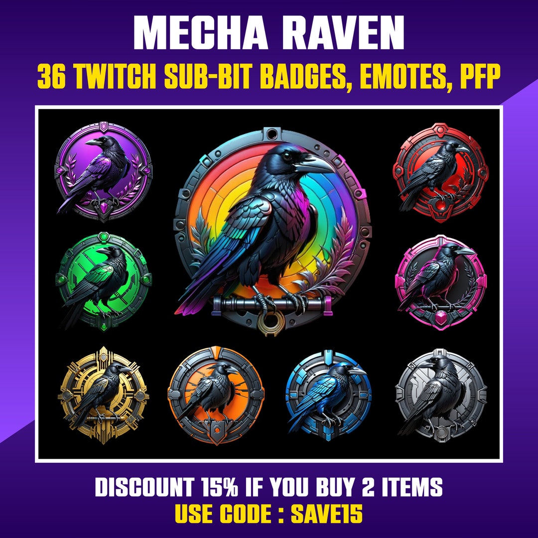 Twitch Badges, Raven Twitch Sub Badges, Bit Badges, Raven Emotes ...