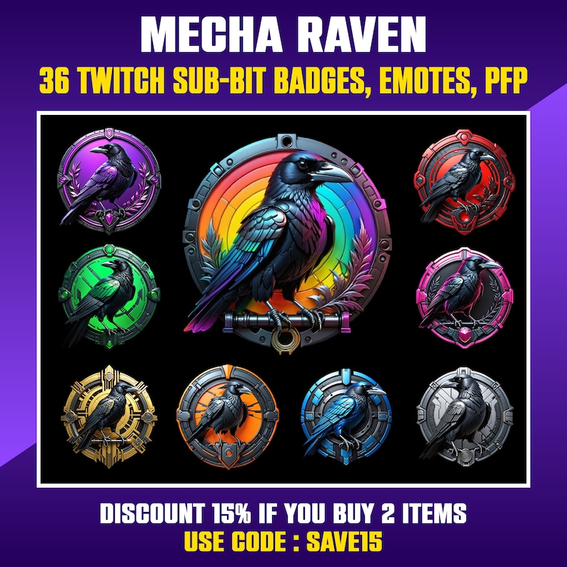 Twitch Badges, Raven Twitch Sub Badges, Bit Badges, Raven Emotes ...