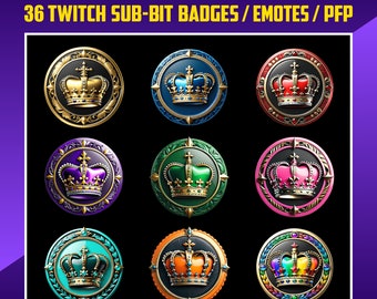 Crowns Cyberpunk Twitch Sub Bit Badges for Streamers, Vtuber, 40 Royal ...