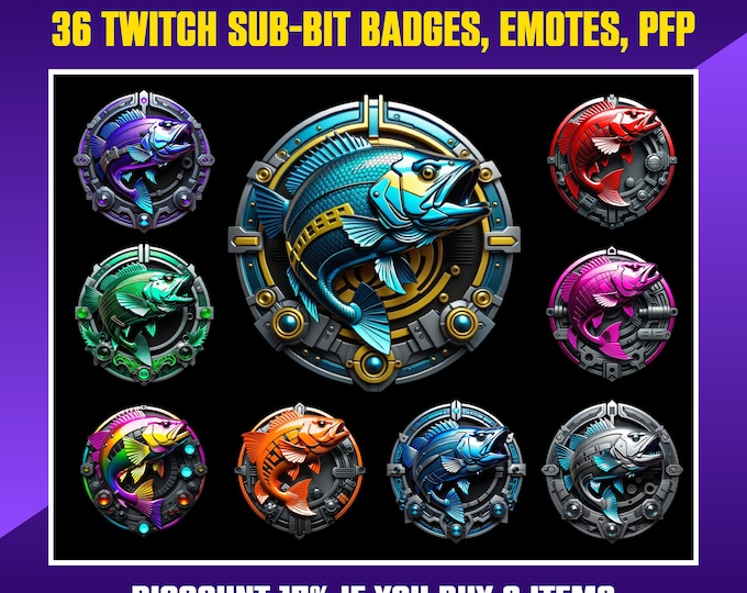 Twitch Bit/cheer Sub Badge - Fish - Instant Download / P2U. Premade ...
