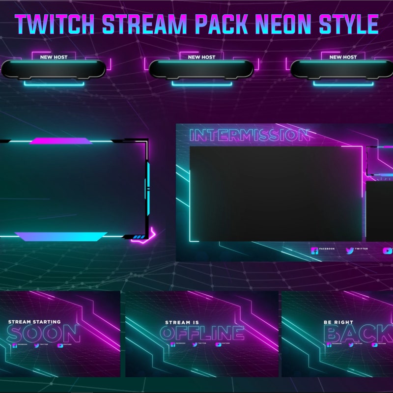 Neon Twitch Overlay - Etsy