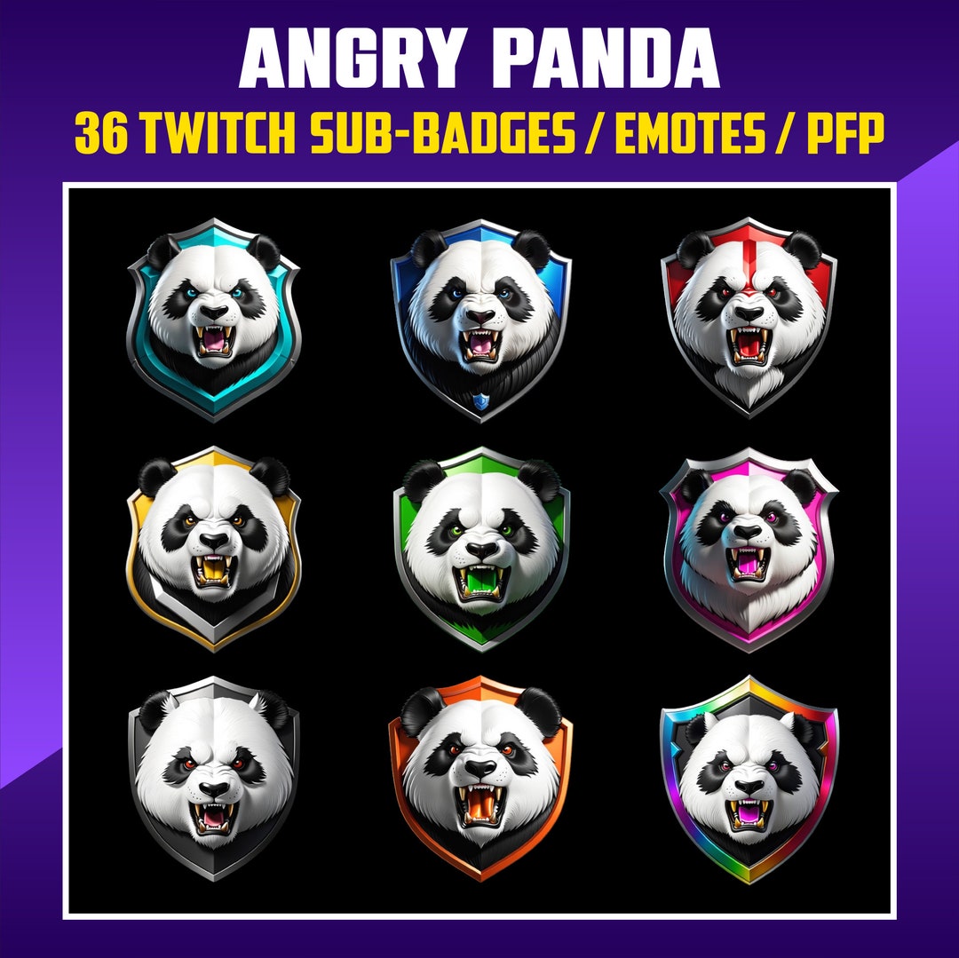 Panda Twitch Sub Badges, Sub Bit Badges for Streamers, Kick, Vtuber ...