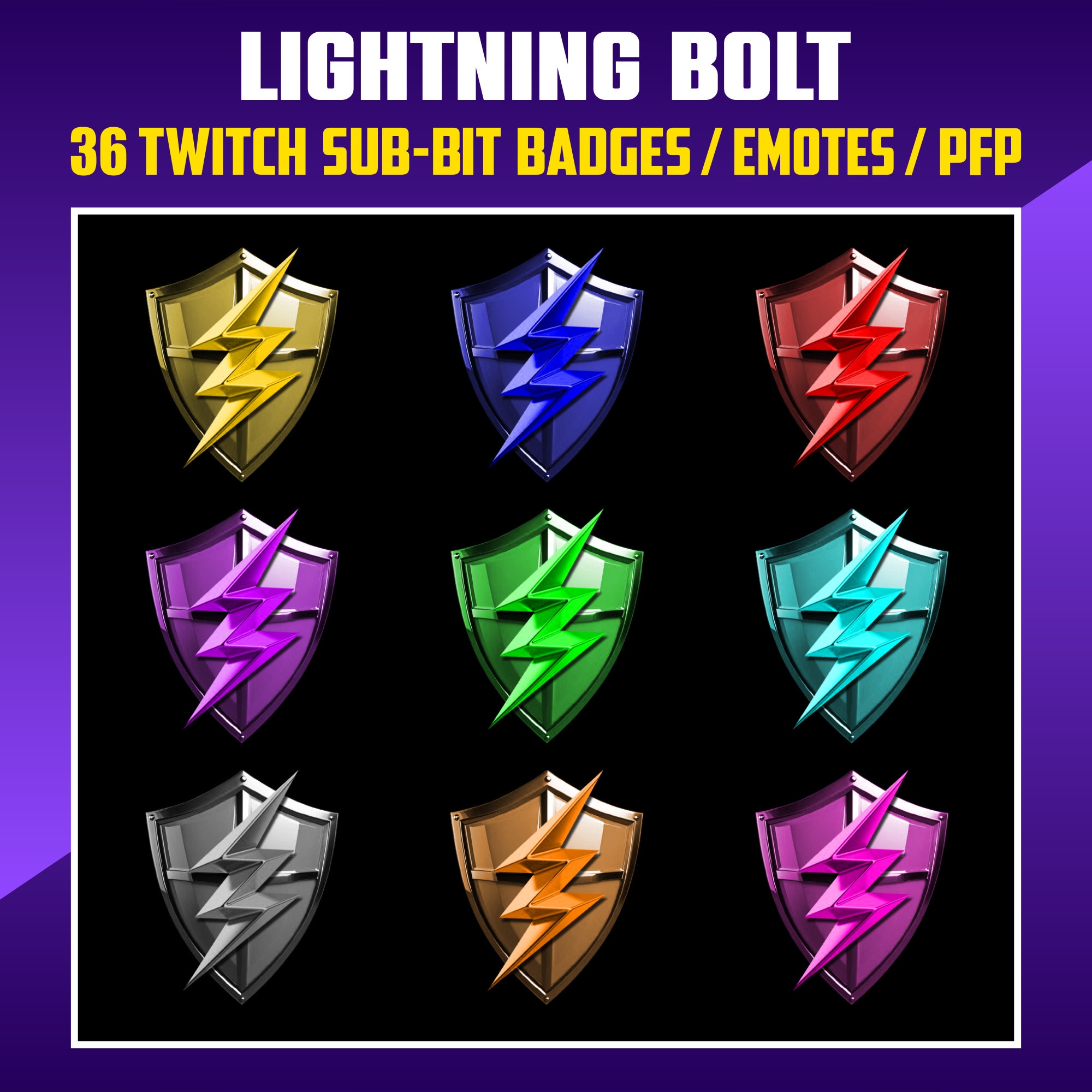 Lightning Bolt Twitch Sub Badges, Streamers, Kick, Vtuber, Avatars ...