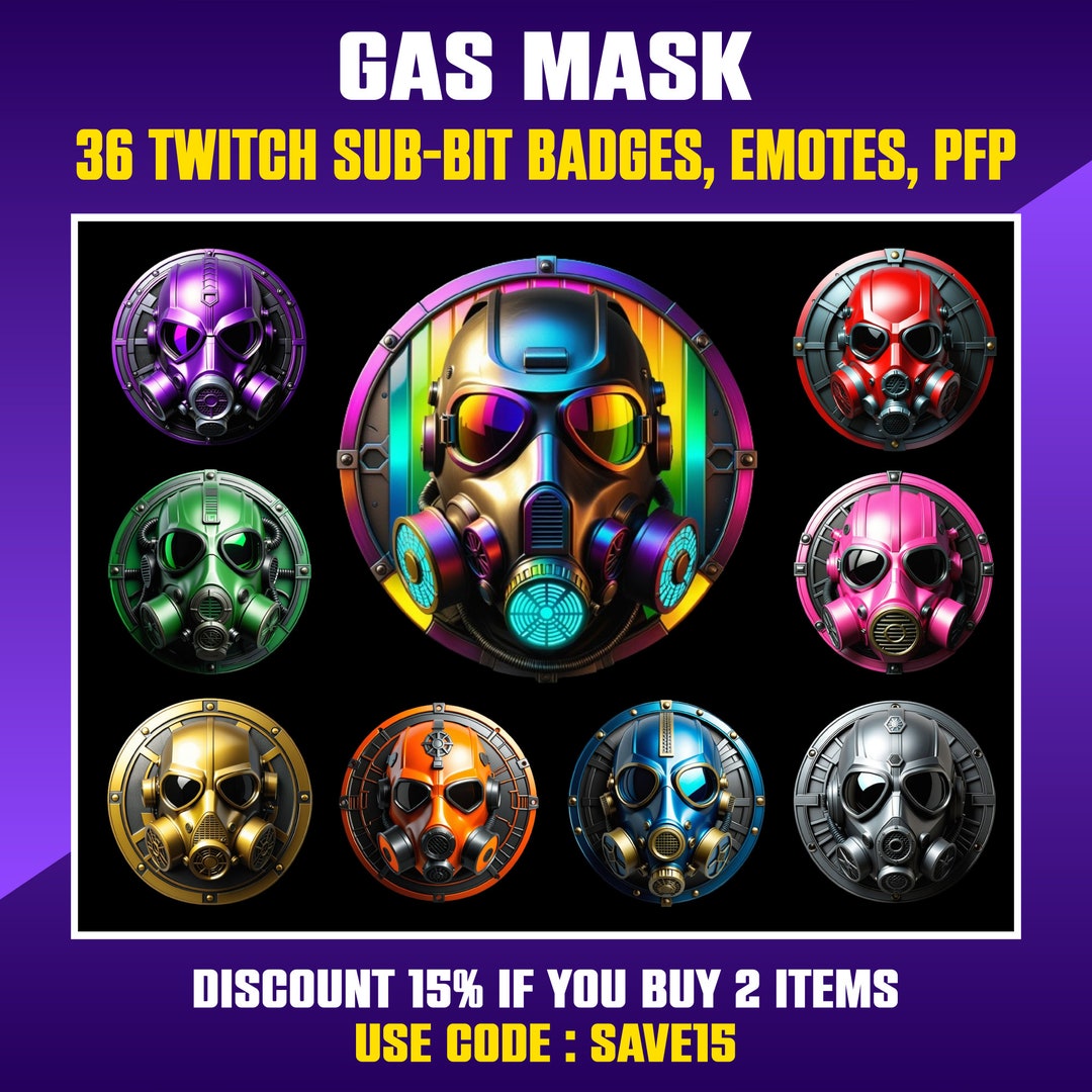 Gas Mask Twitch Badges: Sub Bit Badges, Emotes (digital Download) - Etsy