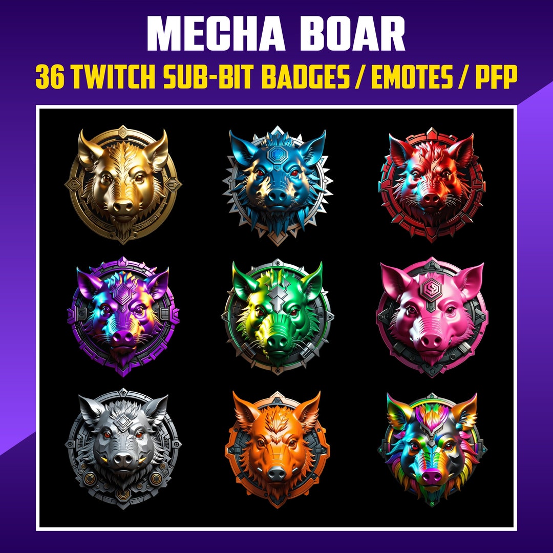 Boar Twitch Sub Badges, Sub Bit Badges for Streamers, Kick, Vtuber ...