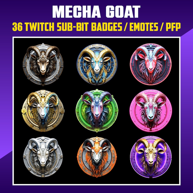 Goat Twitch Sub Badges: Mecha Streamer Emotes (PNG Digital Download) - Etsy