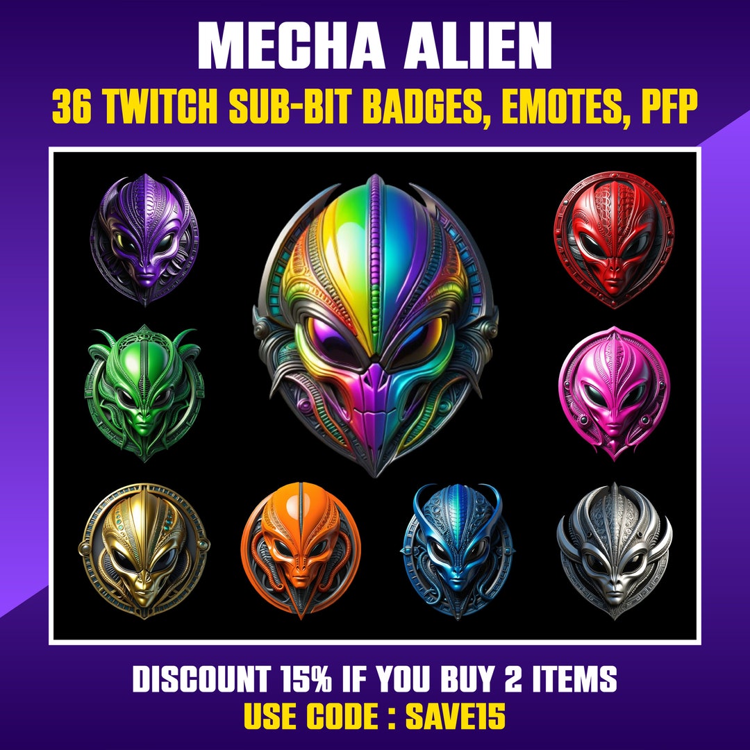 Twitch Badges, Alien Twitch Sub Badges, Sub Bit Badges, Streamers, Kick ...