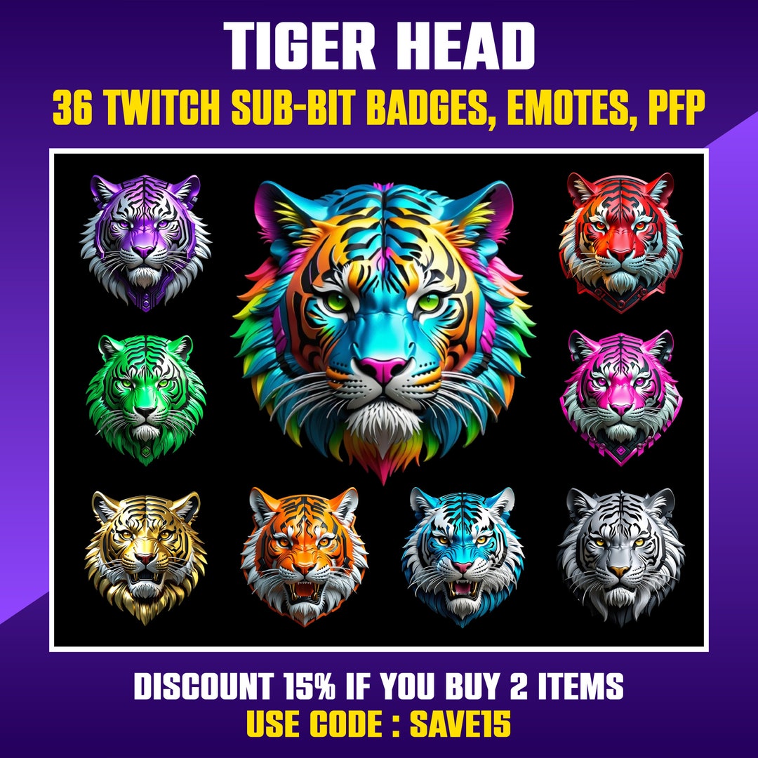 Twitch Badges, Tiger, Twitch Sub Badges, Sub Bit Badges, Streamers ...
