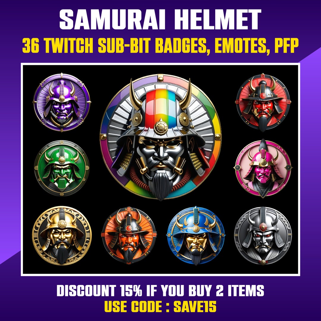 Samurai Twitch Badges: Sub & Bit Badges, Emotes (PNG Digital Download ...