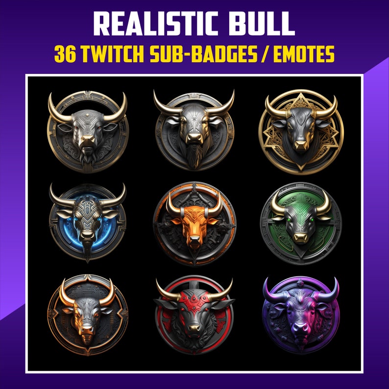 Bull Realistic Twitch Sub Bit Badges for Streamers, Kick, Vtuber ...