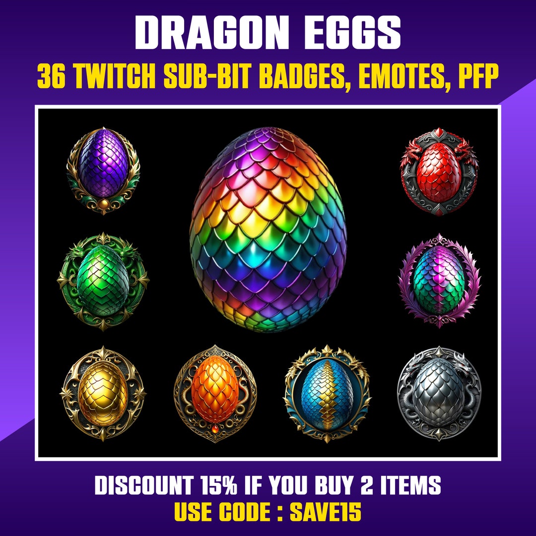 Dragon Egg Twitch Badges: Sub Bit Emotes, Vtuber Avatars (digital ...