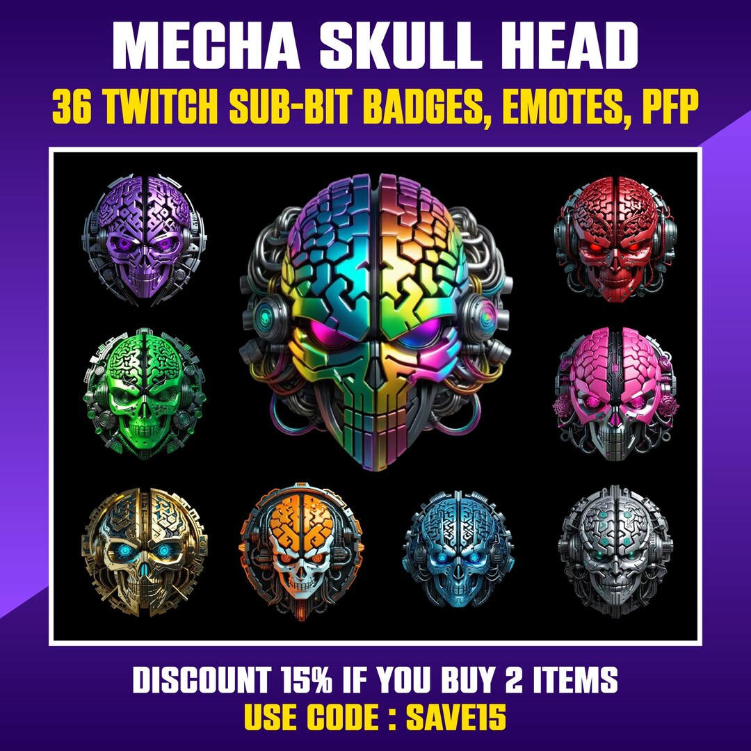 Skull Head Twitch Sub Badges: Vtuber Emotes, PNG Clipart (digital ...