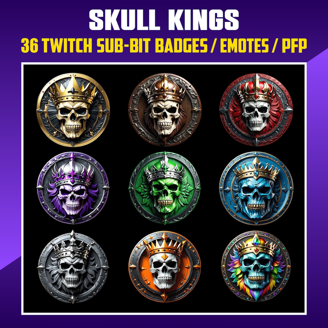 Skull King Twitch Sub Badges: Streamer Emotes, Vtuber Avatars (PNG ...