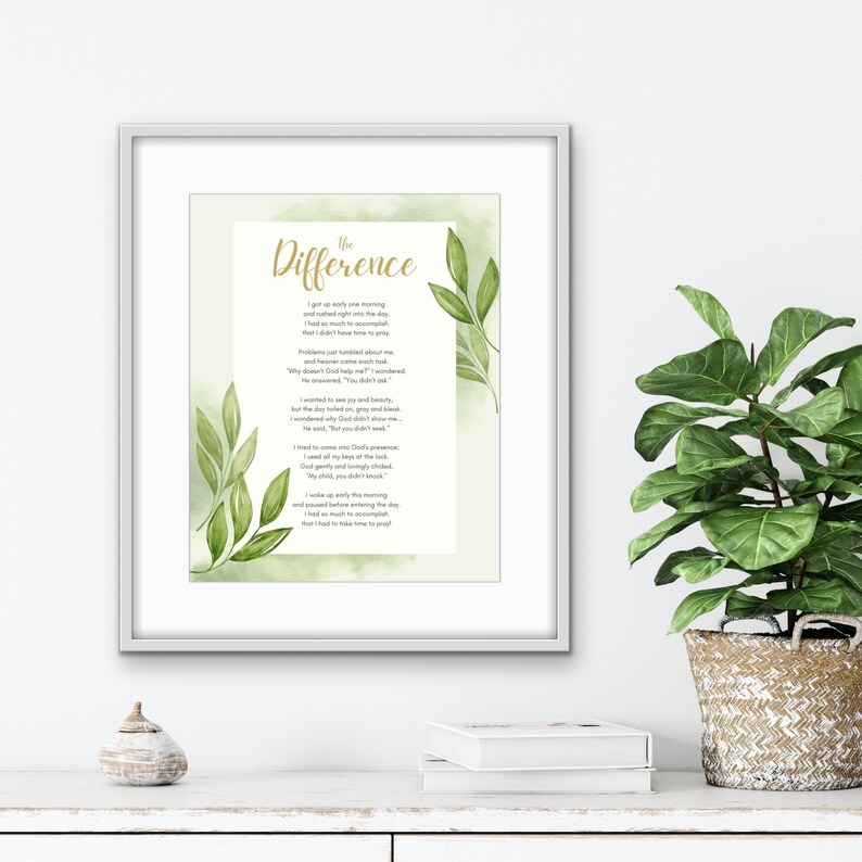 The Difference Poem digital Download Religious Prayer Reminder ...