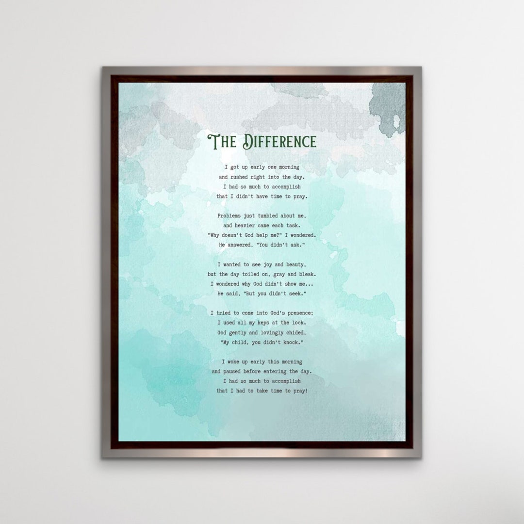 The Difference Poem (digital Download) - Religious Prayer Reminder ...