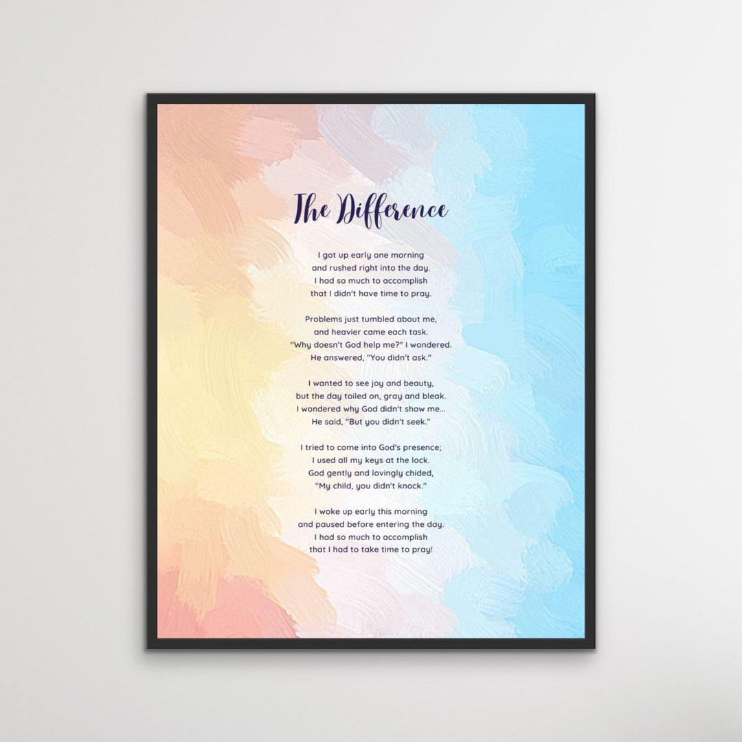 The Difference Poem (digital Download) - Religious Prayer Reminder ...