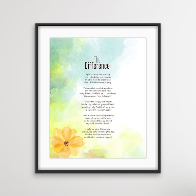 The Difference Poem (digital Download) - Religious Prayer Reminder ...