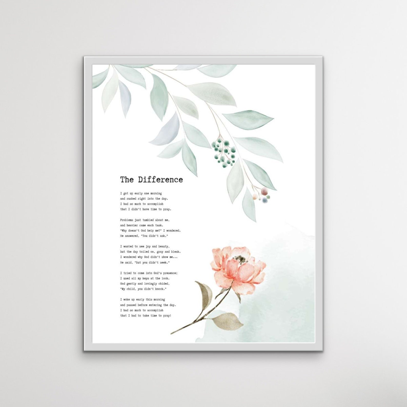 The Difference Poem (digital Download) - Religious Prayer Reminder ...