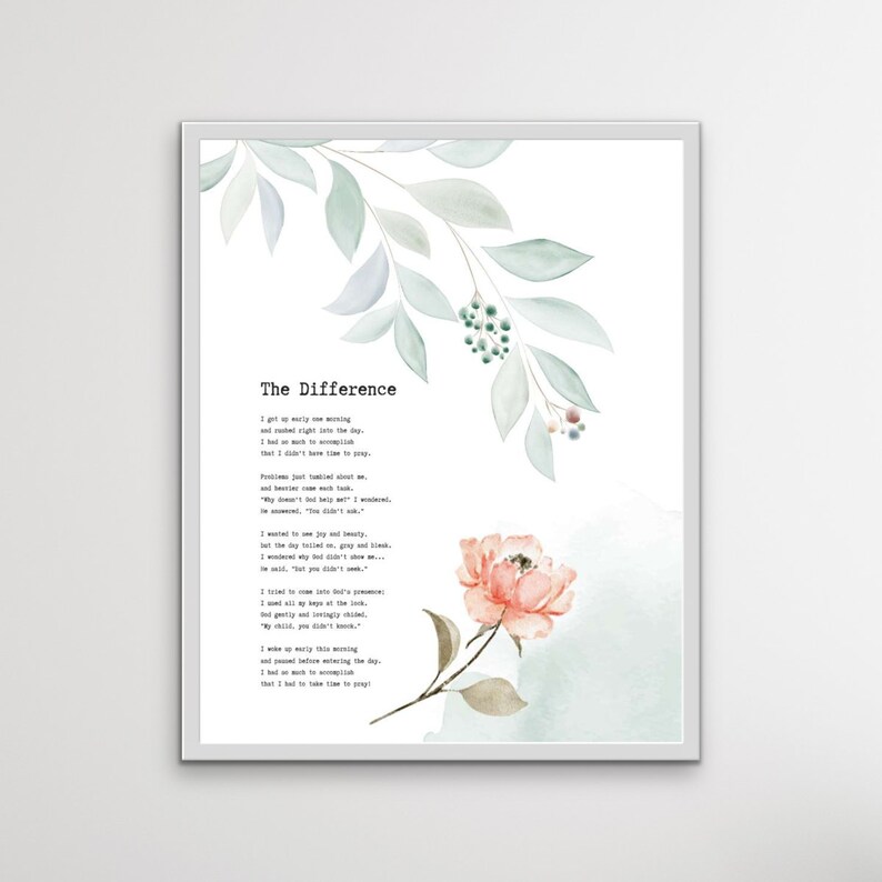 The Difference Poem (digital Download) - Religious Prayer Reminder ...