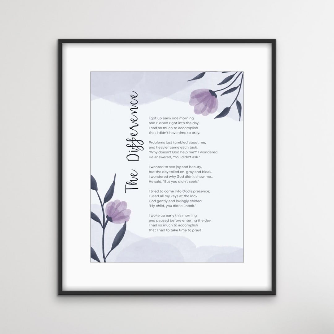 The Difference Poem (digital Download) - Religious Prayer Reminder ...