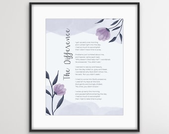 The Difference Poem digital Download Religious Prayer Reminder ...