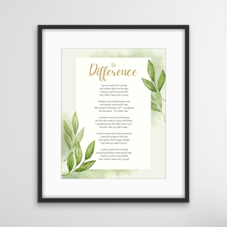 The Difference Poem (digital Download) - Religious Prayer Reminder ...