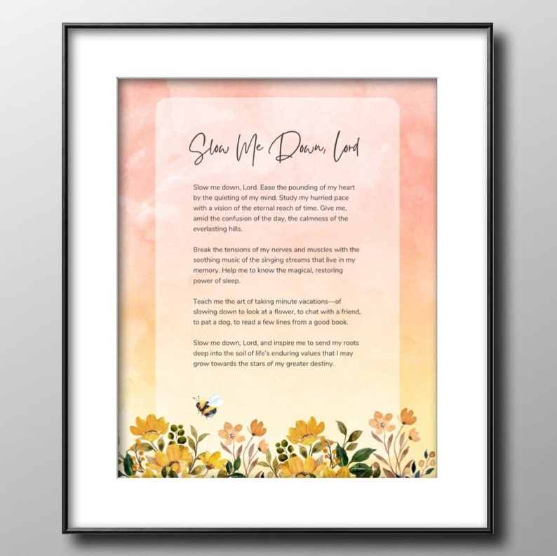 Slow Me Down, Lord Poem (digital Download) - Religious Inspiration ...