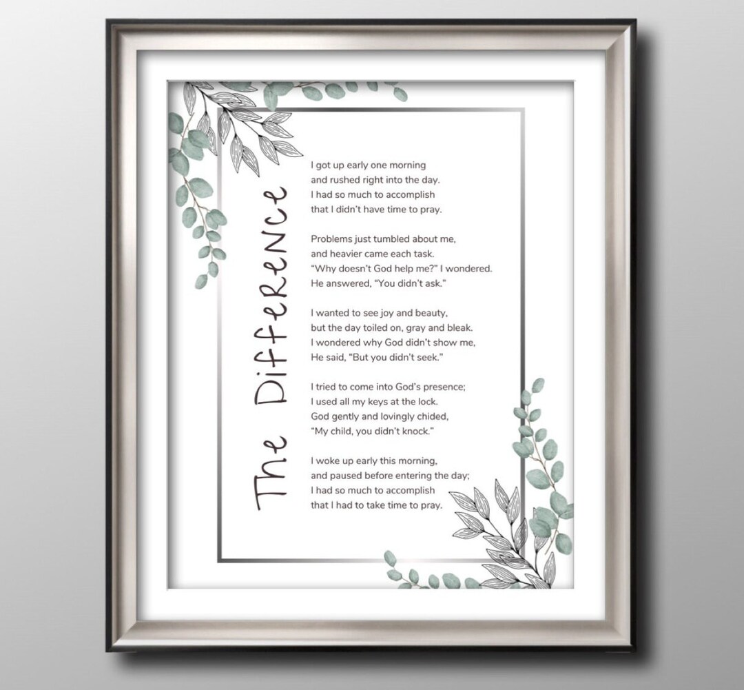 The Difference Poem (digital Download) - Religious Prayer Reminder ...