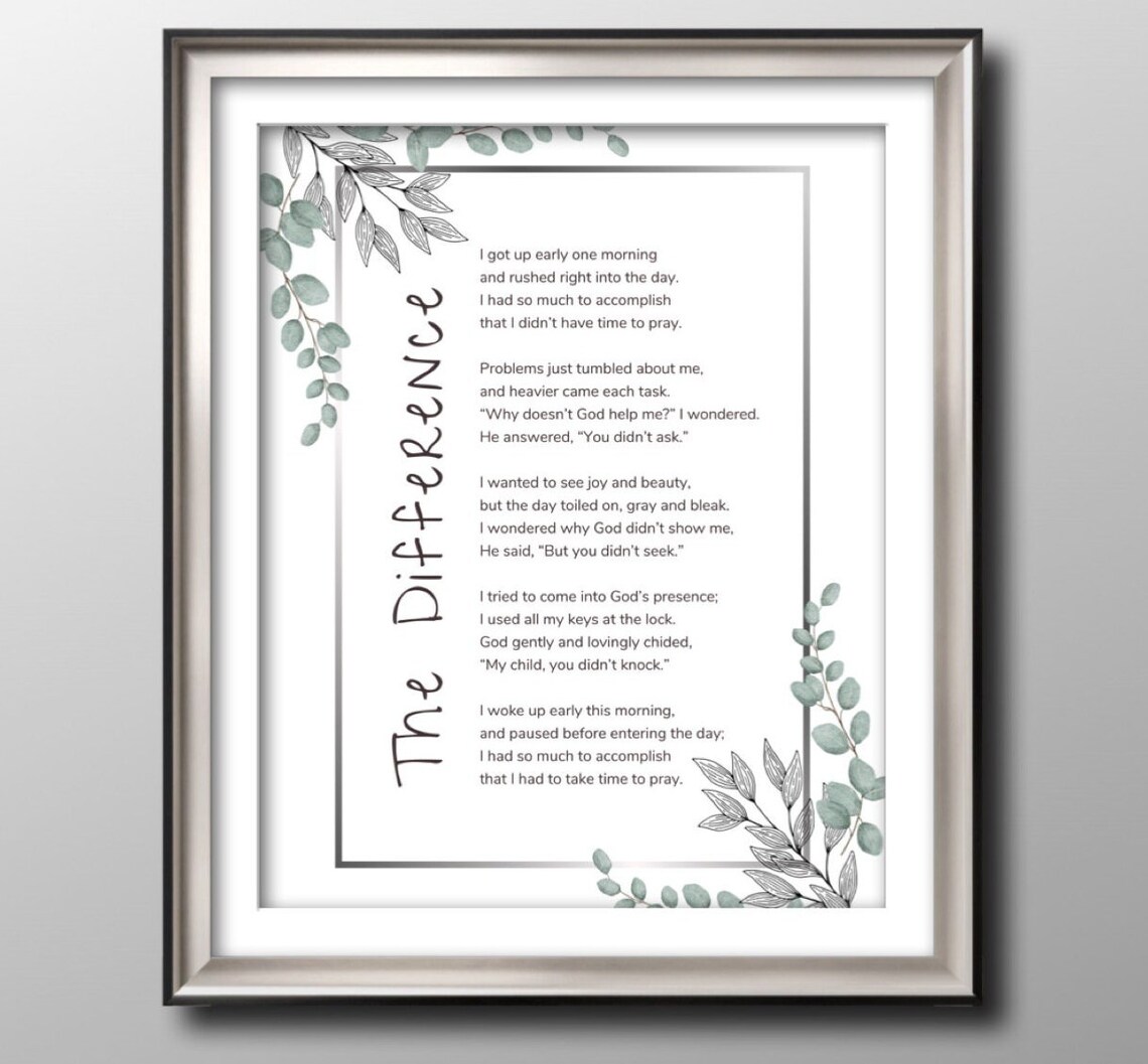 The Difference Poem (digital Download) - Religious Prayer Reminder ...