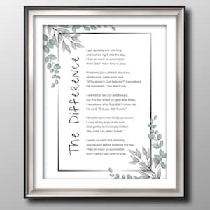 The Difference Poem (digital Download) - Religious Prayer Reminder ...