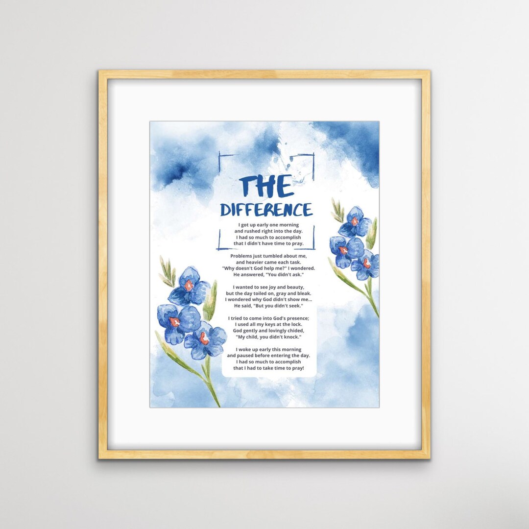 The Difference Poem (digital Download) - Religious Prayer Reminder ...