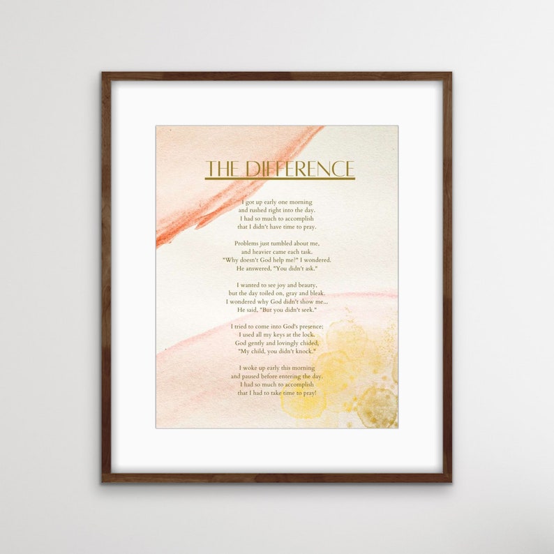 The Difference Poem (digital Download) - Religious Prayer Reminder ...