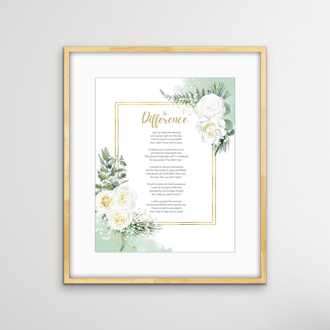 The Difference Poem (digital Download) - Religious Prayer Reminder ...