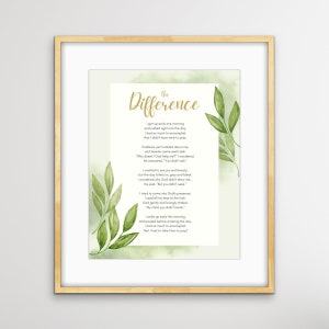 The Difference Poem (digital Download) - Religious Prayer Reminder ...