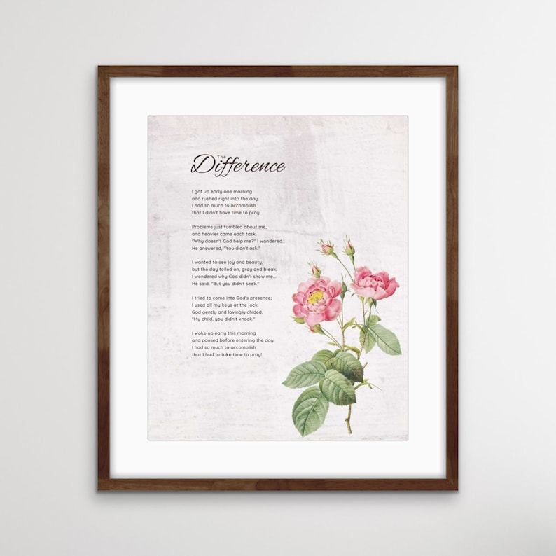 The Difference Poem digital Download Religious Prayer Reminder ...