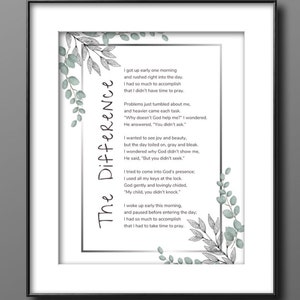 The Difference Poem (digital Download) - Religious Prayer Reminder ...