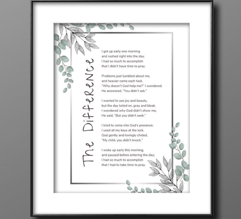 The Difference Poem (digital Download) - Religious Prayer Reminder ...