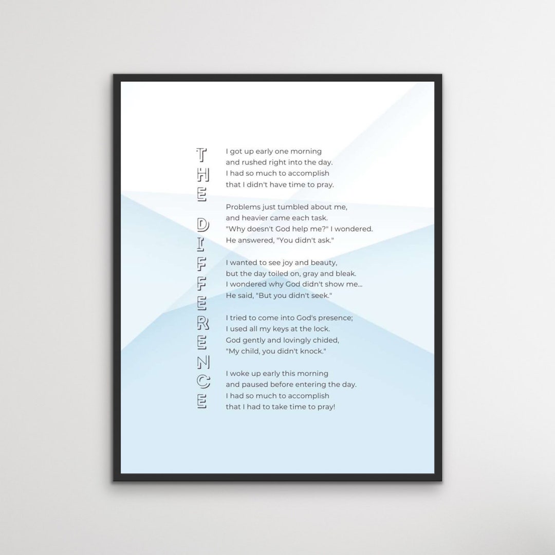 The Difference Poem digital Download Religious Prayer Reminder ...