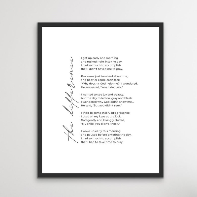 The Difference Poem (digital Download) - Religious Prayer Reminder ...