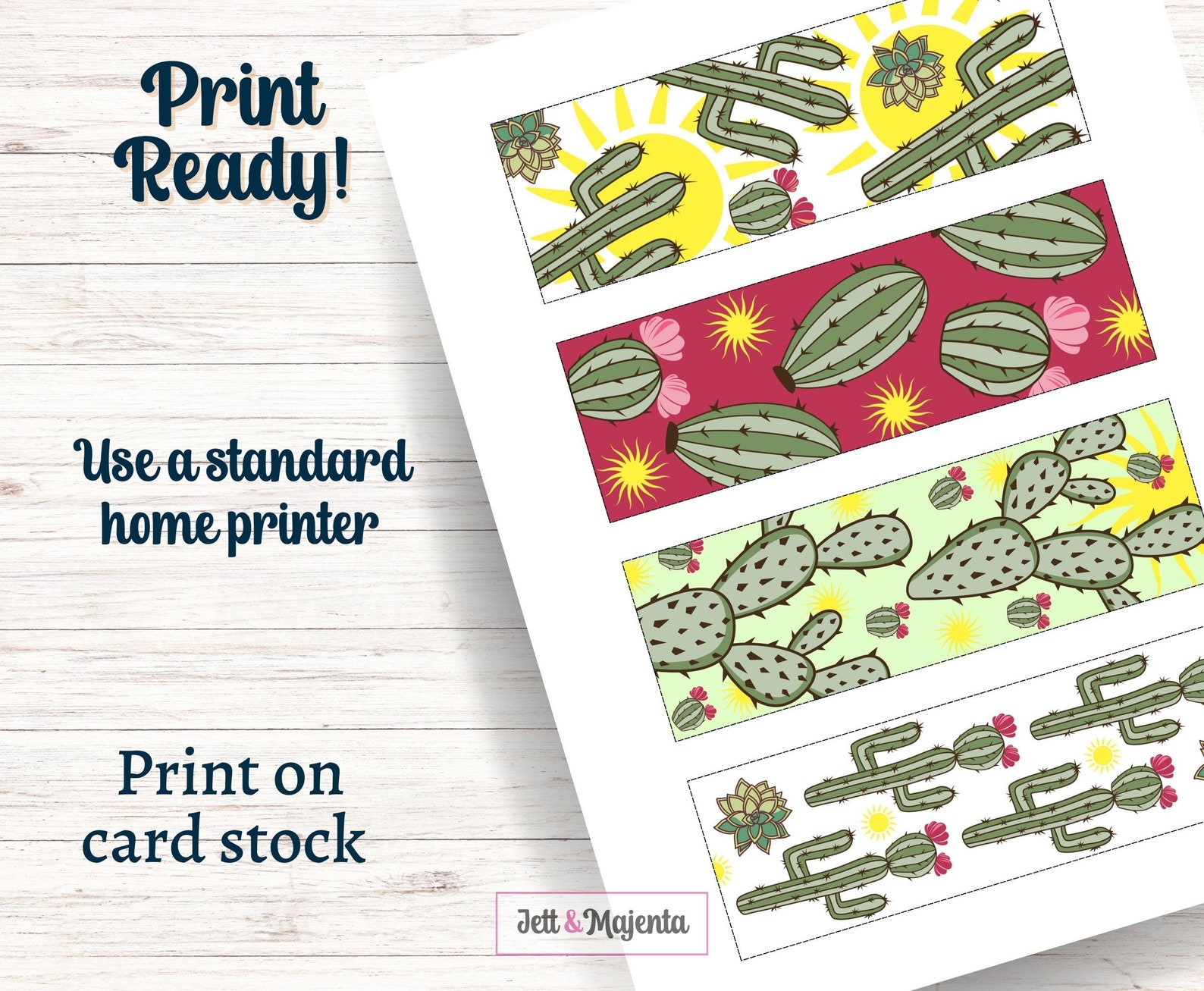 Desert Cactus Printable Bookmarks Set of 4 Downloadable - Etsy