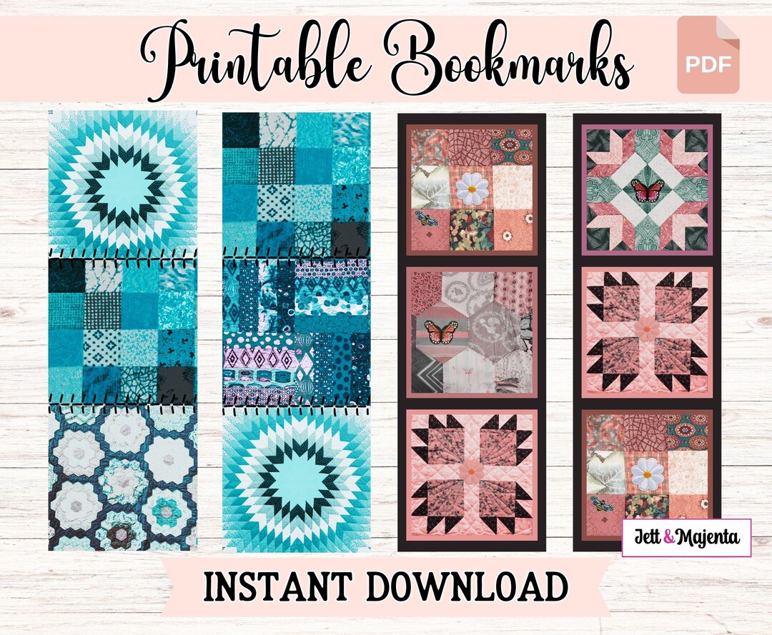 Quilt Bookmarks | Printable Bookmarks for Quilters | Instant Digital ...