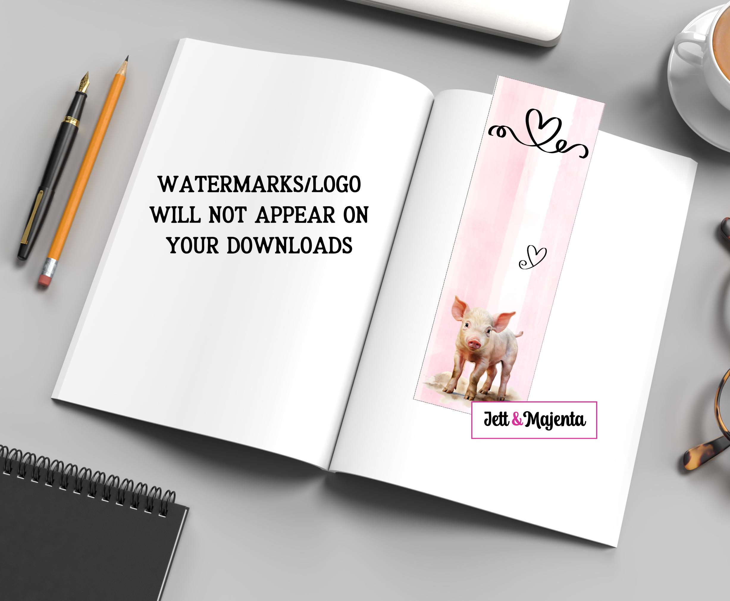 Cute Pink Pigs Printable Bookmarks, Set of 4 Downloadable Bookmarks ...