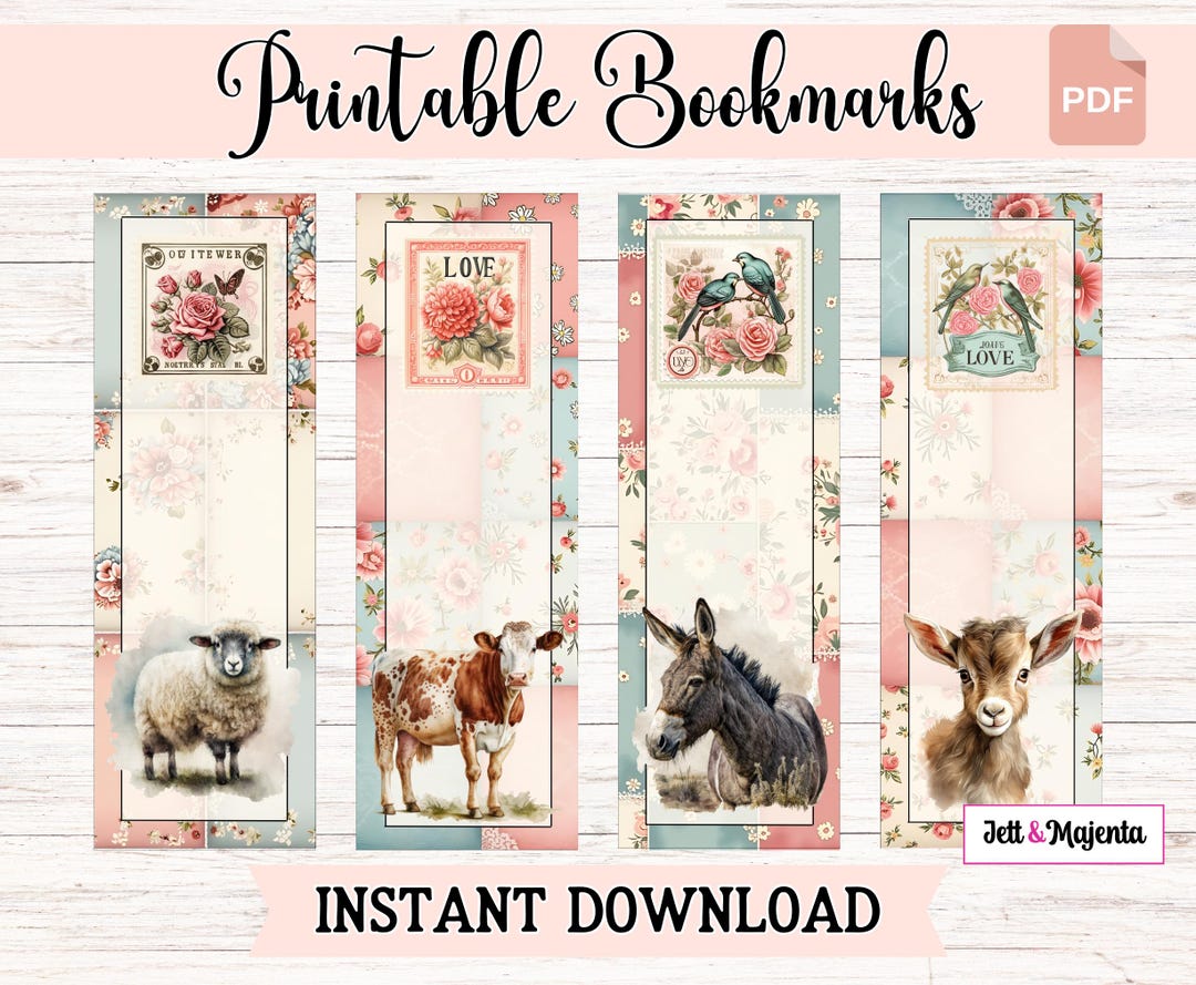 Farm Animal Printable Bookmarks, Farmhouse Country Quilt With Postage ...