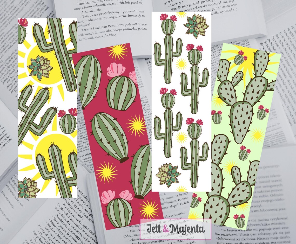 Desert Cactus Printable Bookmarks Set of 4 Downloadable - Etsy