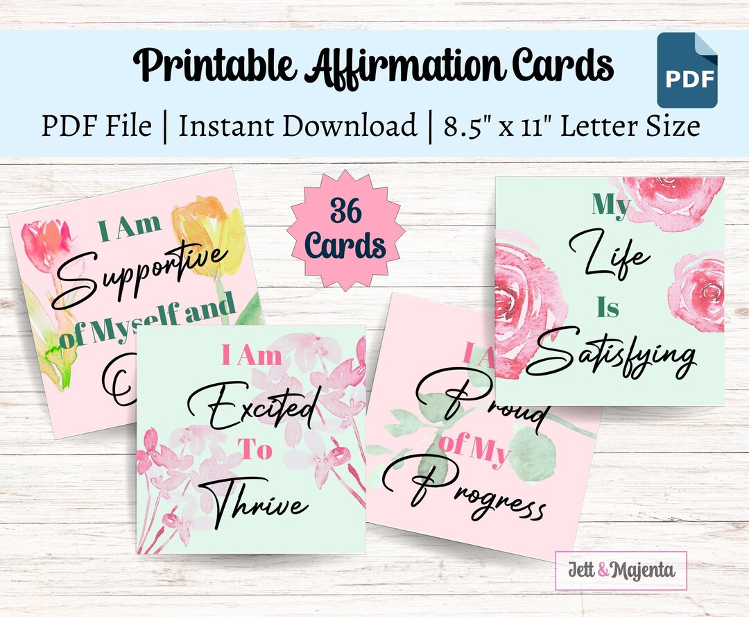 Square Springtime Flowers Watercolor Printable Positive Affirmation ...