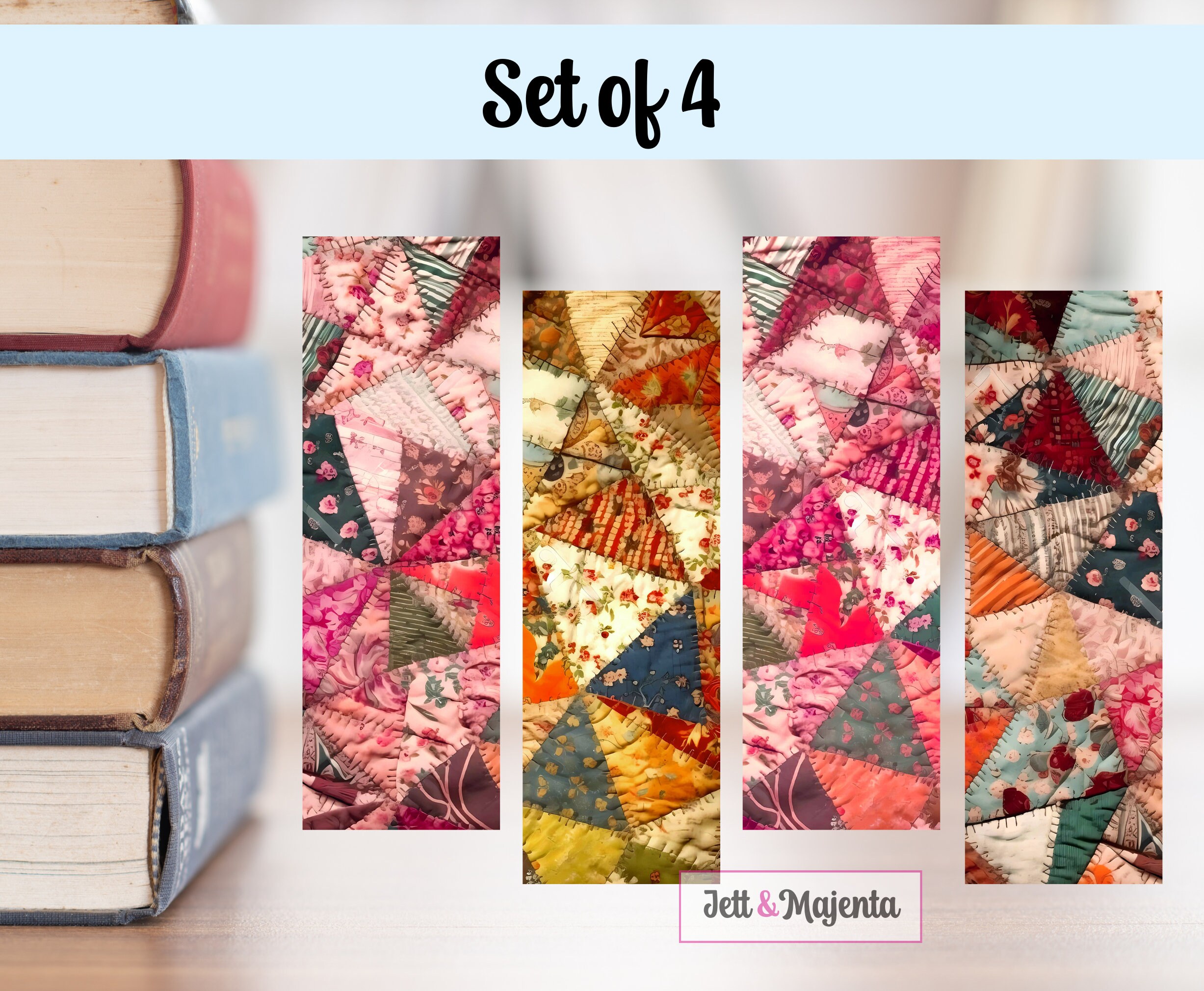 Printable Quilt Bookmarks Digital Download Set of 4 Bookmarks Gift for ...