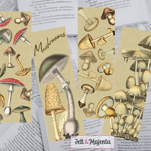 Mushroom Bookmarks: Set of 4 Printable Designs (digital Download) - Etsy