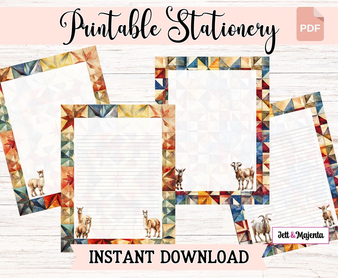 Goats and Alpacas Printable Stationery Set, Farmhouse Inspired Country ...