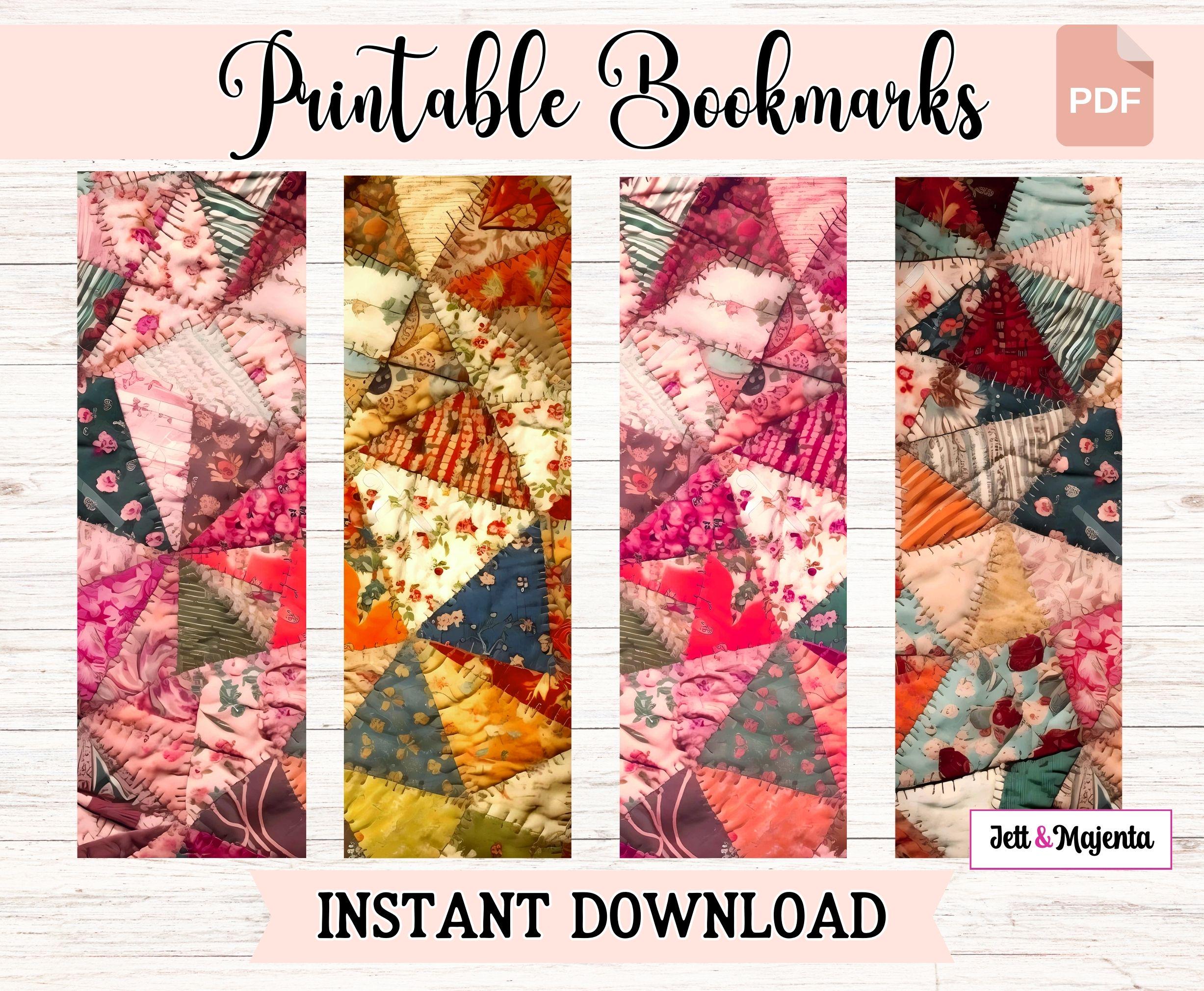 Printable Quilt Bookmarks | Digital Download | Set of 4 Bookmarks ...
